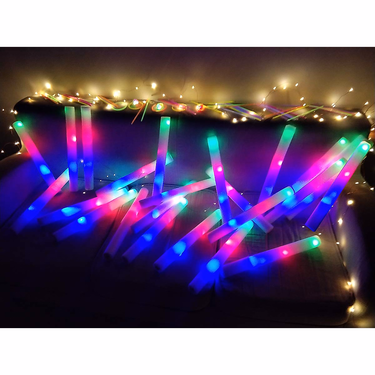 ColorHome Glow Sticks Bulk - 24 Pcs LED Foam Sticks Glow Batons with 3 Modes Flashing Effect, Glow in The Dark Party Supplies for Party Wedding Birthday Concert Halloween Christmas