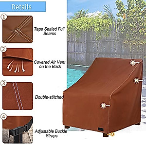 NettyPro Patio Chair Covers for Outdoor Furniture 2 Pack, Waterproof Heavy Duty Lawn Patio Furniture Cover Deep Seat Dining Chair Covers High Back, 34W x 37D x 36H inches, Brown