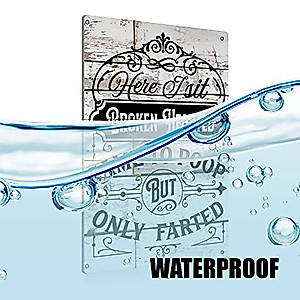 BEASTZHENG Funny Bathroom Saying Metal Tin Sign Wall Decor - Farmhouse Bathroom Quote Tin Sign for Toilet Restroom Home Decor Gifts
