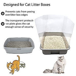 3Pcs Cat Litter Box Pee Shields,Transparent Easy Clean Litter Box Splash Guard for Open Top Litter Pan 14.5×11.5in- Litter Box Not Included