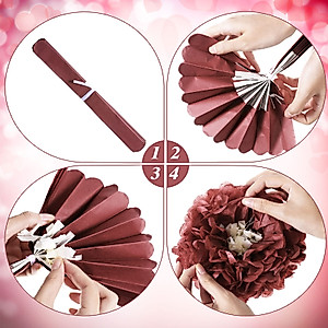 24 Pieces Dusty Rose Tissue Paper Flowers Large 14'' Paper Pom Poms Flowers Decor Paper Puff Flower Ball for Wedding Baby Shower Bachelorette Birthday Party Decoration, 14'' 12'' 10 '' 8'' 6'' 4''