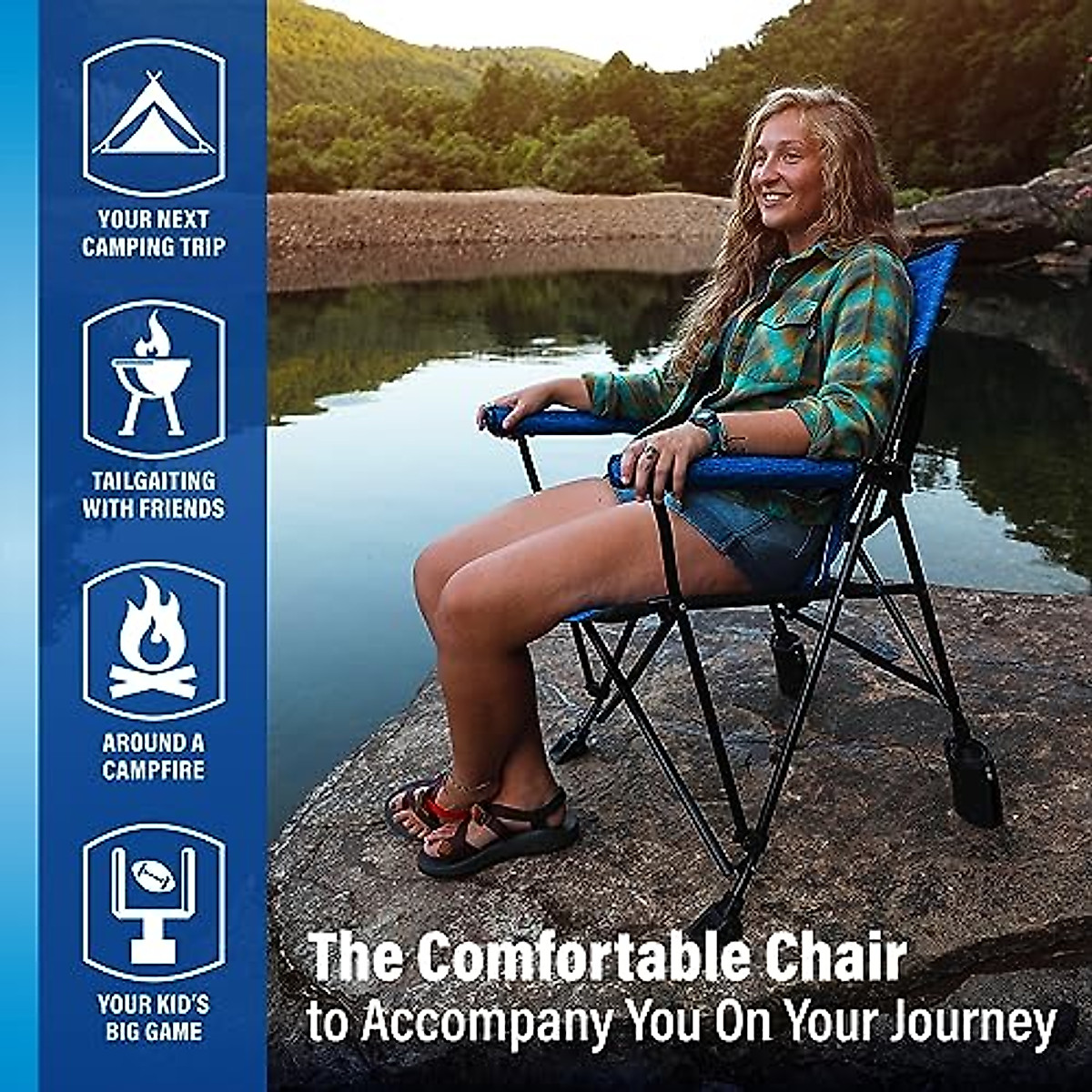 Kijaro Rok-it, Rocking Camp Chair - Enjoy The Outdoors with a Rocker Camp Chair - Multipurpose Portable Rocking Chair, Folding Chair, Lawn Chair, and Sports Chair - Hallett Peak Gray