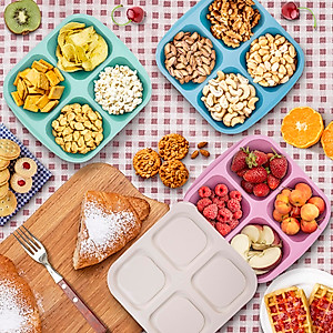 Mosville Snack Containers, Reusable 4 Divided Compartments Bento Snack Box Meal Prep Containers with Snacks, Fruits, Nuts, Cookies, Candies [3 Pack]