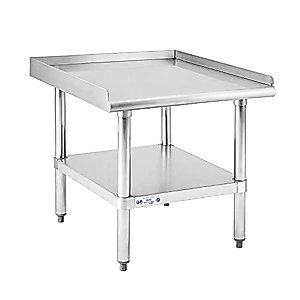 Hally Stainless Steel Equipment Stand 28x24 Inches with Undershelf, NSF Commercial Prep & Work Table with Rear and Side Risers, Heavy Duty Grill for Kitchen, Bar, Restaurant, Home and Hotel