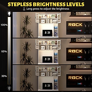 LVSOMT Home Office Desk with Hutch, Modern Computer Gaming Desk with LED Lights & Power Outlets, White Study Table with Storage Shelves, Teen Writing Desk for Bedroom, 31.5'' W