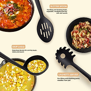 Kitchen Utensils Set, 7PCS Cooking Utensils Set 410F° Heat Resistant & Non-stick Food Nylon Kitchen Gadgets Accessories For Cookware, BPA Free Kitchen Tools Gift (Black)