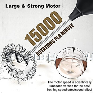 Rechargeable Milk Frother Handheld Electric Whisk Beater Foam Maker, Durable Mini Drink Mixer and Coffee Blender Frother for Coffee, Latte, Cappuccino, Frappe, Matcha, Hot Chocolate, Egg (Black)