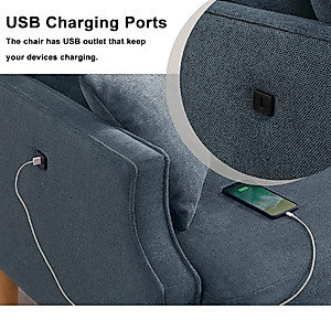 ARUGOU 56.7" W Loveseat Sofa, Love Seat Couch with USB Charge Port and 2 Pillows, Comfortable Thickness Cushion and Waterproof Fabric, Easy to Install 2 Seat Couches for Living Room, Bedroom (Blue)