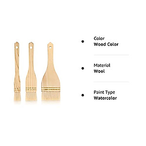 3 Pieces Flat Hake Brushes Hake Paint Brush Artist Painting Brushes Set Sheep Hair Bristles Wash Brush for Watercolor, Wash, Ceramic and Pottery Painting (9 x 1 Inches, 9 x 2 Inches, 9 x 3 Inches)