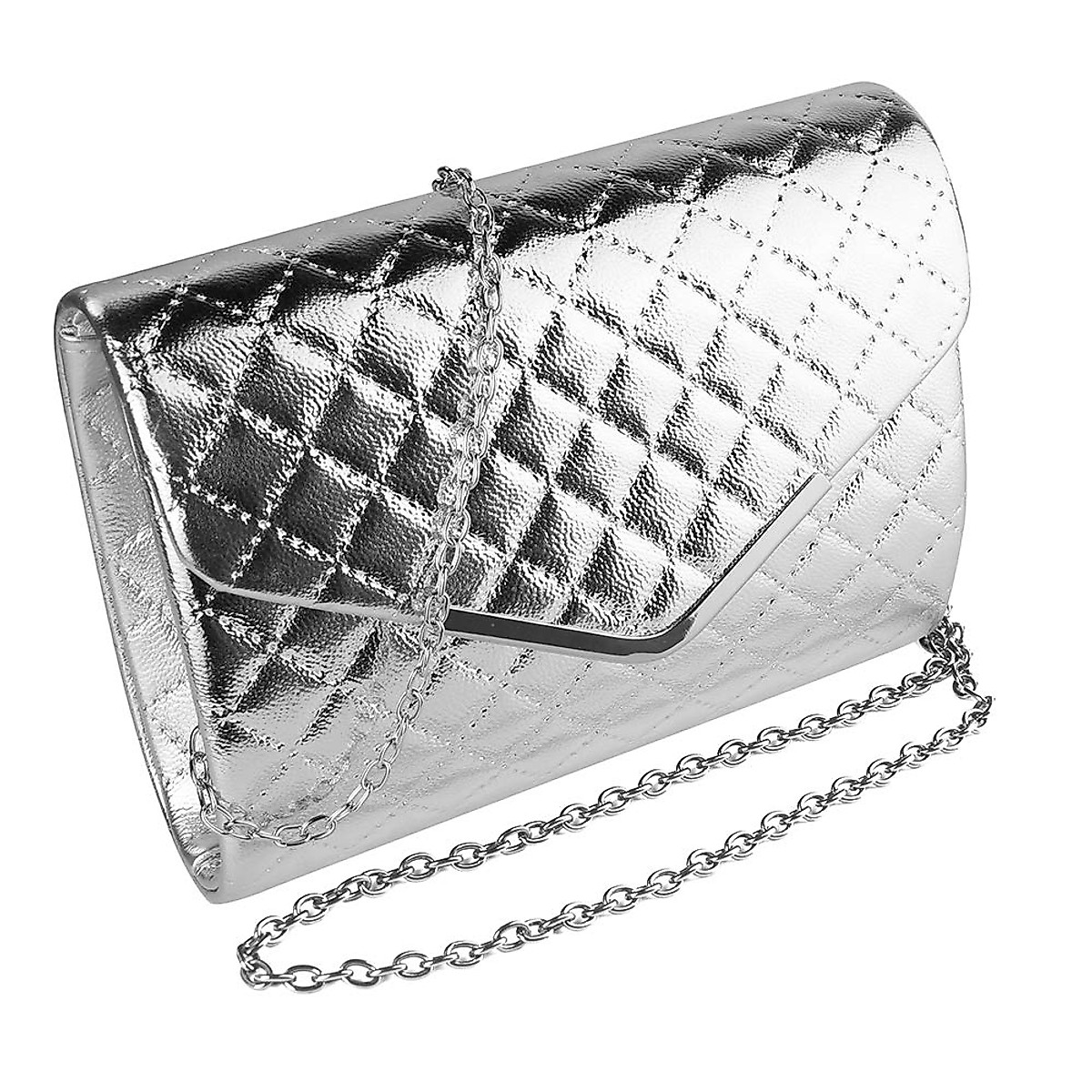 Maggie Women Handbag Elegant Quilted Clutch Crossbody Satchel Metal Chain Ladies Purse