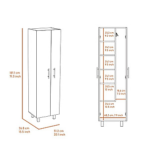 FM FURNITURE Norway Broom Closet Pantry, Five Shelves, White for Kitchen