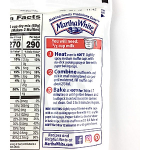 Generic Martha White Birthday Cake Muffin Mix 7.4 Oz (4 Bags) with Miss J’s Handy Kitchen Measurements Chart for Refrigerator-Bundle of 5