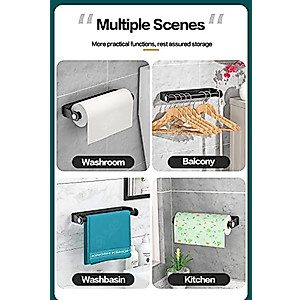 Shinhadi Paper Towel Holder Under Cabinet for Kitchen,Wall Mount Paper Towel Holder Paper Roll Holder,Self Adhesive or Screw Mounting Paper Towel Holder Wall Mount for Kitchen, Pantry (Silver)