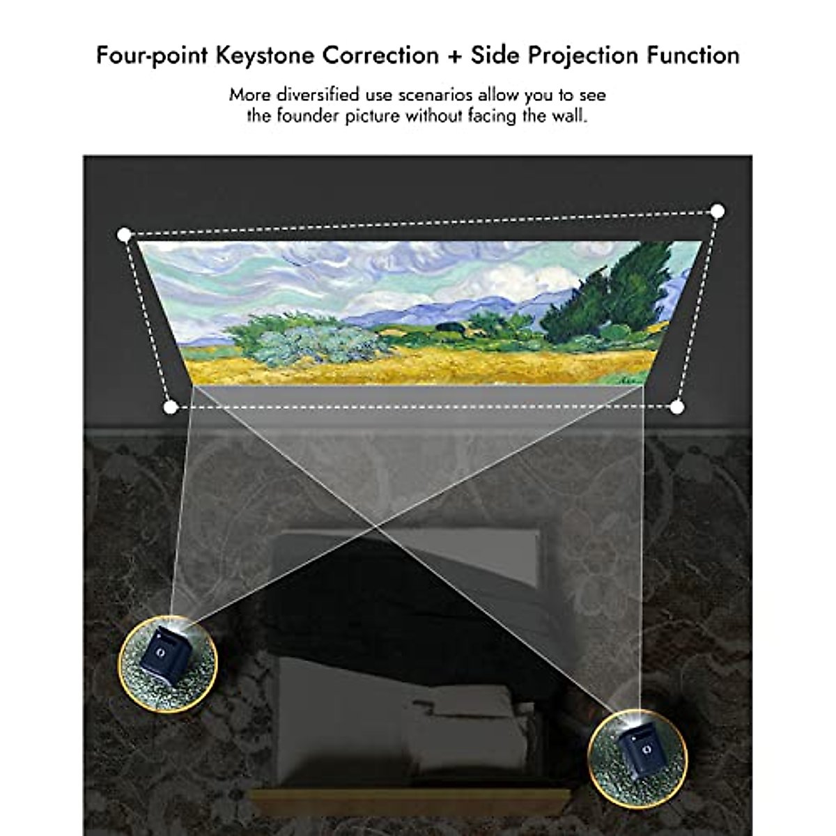 ZEEMR Mini Smart Projector, HDR10 WiFi Bluetooth Projector, Native 720P, 4K Supported, Portable Projector for Home/Out Theater, Dust-Proof, Projector Compatible with All TV Stick, iOS, Android(Blue)