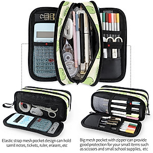 Fustylead Cute Frog Big Capacity Pencil Pen Case, Multi-Purpose Makeup Bag Organizer Storage Pouch for Office College School Hiking Travel