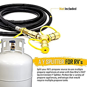 GasOne 2147 11/4 Y Splitter Trailer Propane Hose for RV Tabletop Grill, 2 Way LP Gas Adapter 1/4" Quick Connect Disconnect Kit