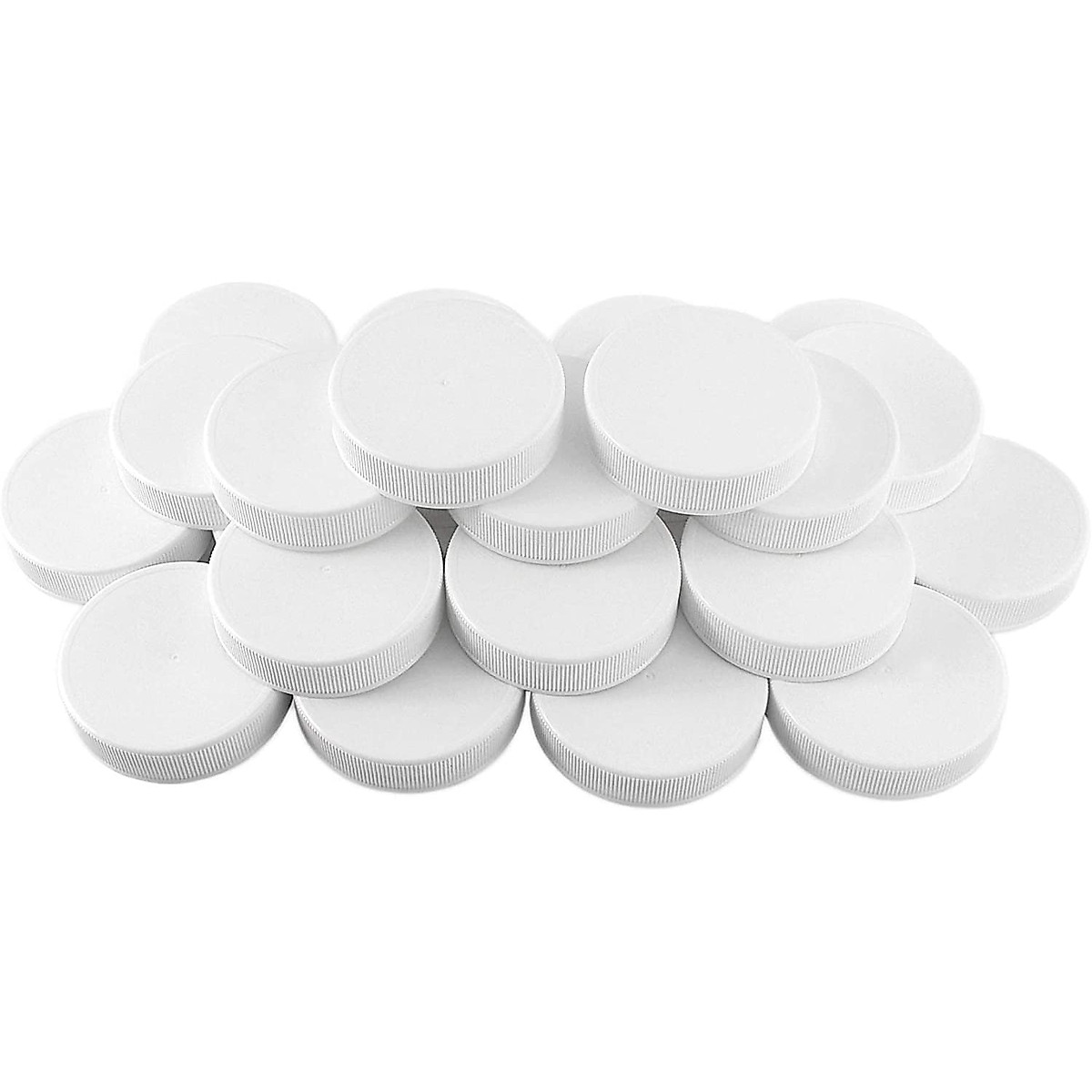 Regular Mouth Plastic Mason Jar Lids, Unlined (24-Pack); Standard Size 70-450 White Plastic Caps for Mason Jars
