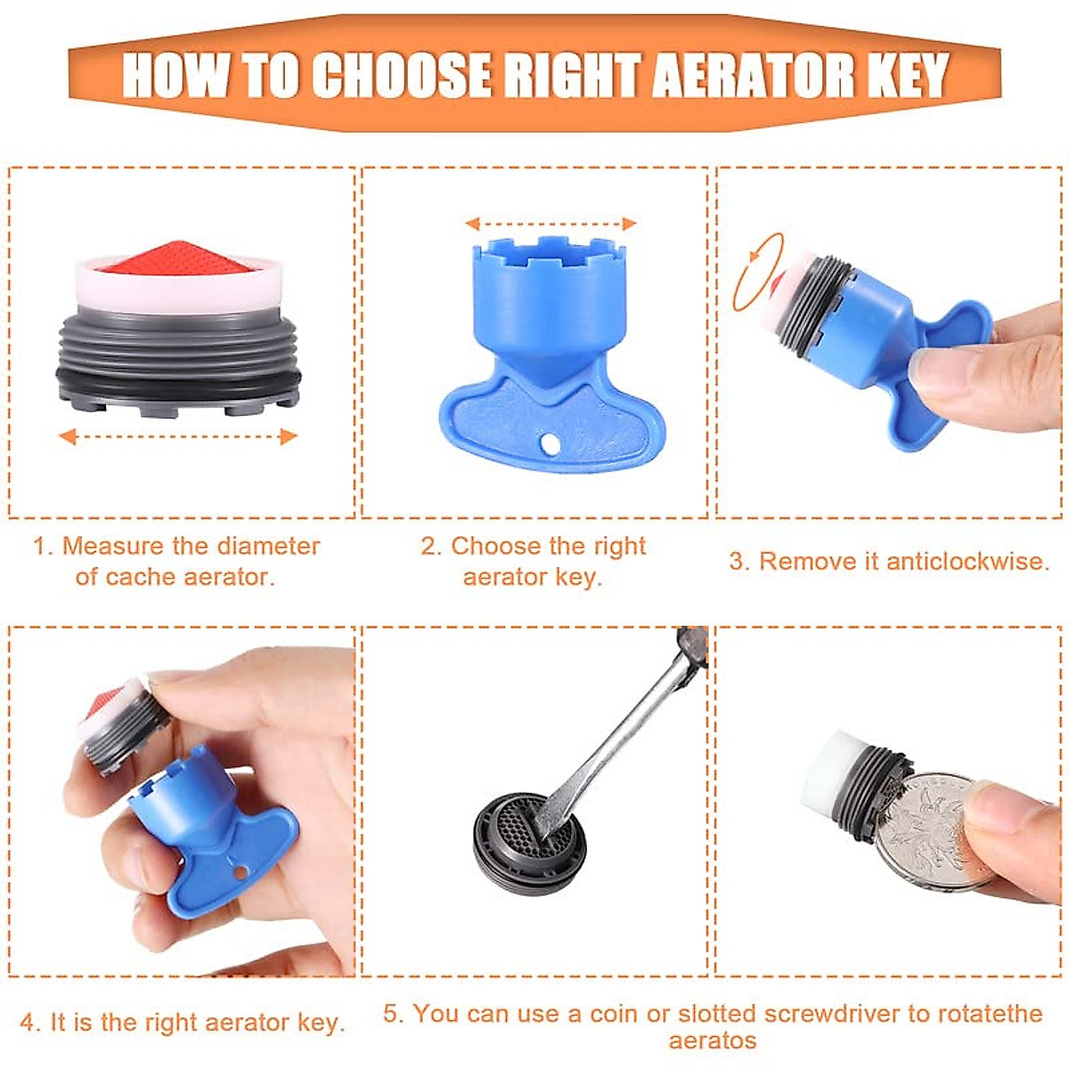 12 Pieces Faucet Aerator Replacement for Sink Aerators and 5 Pieces Faucet Aerator Key Wrenches Removal Tool M 16.5 mm 18.5 mm 21.5 mm 24 mm Tap Aerators Flow Restrictor for Bathroom Kitchen