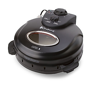 Euro Cuisine PM600 Crispy Crust 12" Rotating Pizza Maker with Stone & Baking Pan, Electric Pizza Oven Countertop - Versatile Indoor Pizza Maker Machine for Home, Ideal for Fresh & Frozen Pizza