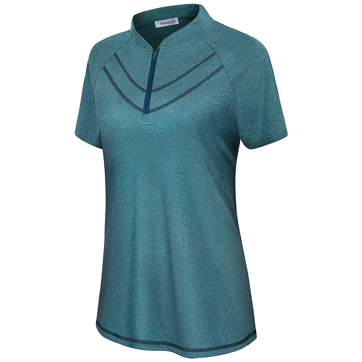 Vldnery Plus Size Women's Polo Golf Shirt Moisture Wicking Workout Zip Yoga Top Shirt (2XL)