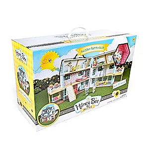 Sunny Days Entertainment Honey Bee Acres Buzzby Farmhouse – 49 Furniture Accessories with 2 Exclusive Figures | 15 Inch Dollhouse Playset | Pretend Play Toys for Kids