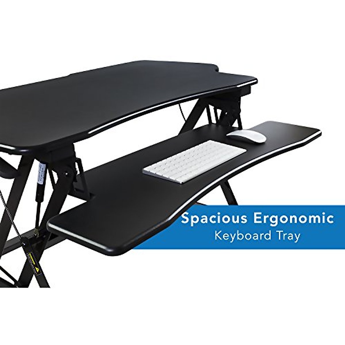 Mount-It! Height Adjustable Standing Desk Converter | 48” Wide Tabletop Sit Stand Desk Riser with Gas Spring | Stand Up Computer Workstation Fits Dual Monitors | Black | MI-7925