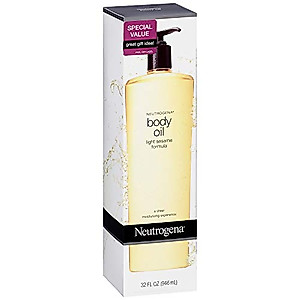 Neutrogena Lightweight Body Oil for Dry Skin, Sheer Moisturizer in Light Sesame Formula, 32 fl. oz