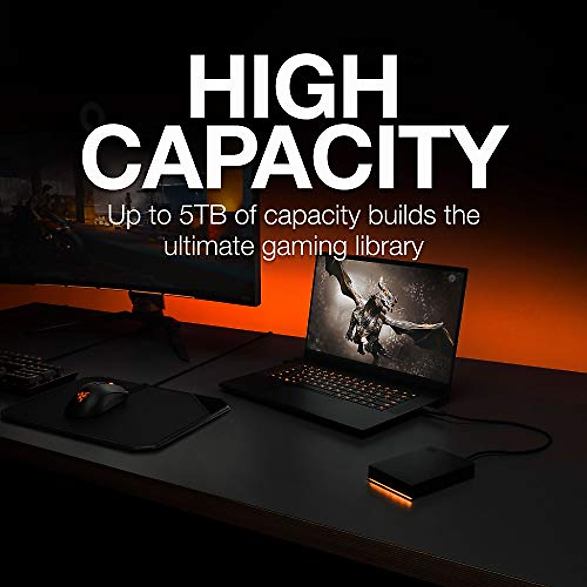 Seagate FireCuda Gaming Hard Drive External Hard Drive 2TB - USB 3.2 Gen 1, RGB LED lighting for PC and Mac with Rescue Services (STKL2000400)