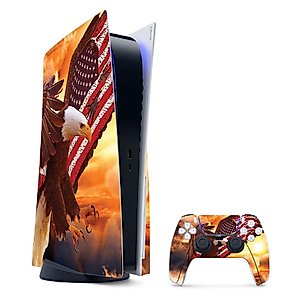 MightySkins Gaming Skin for PS5 / PlayStation 5 Bundle - Bald Eagle | Protective Viny wrap | Easy to Apply and Change Style | Made in The USA