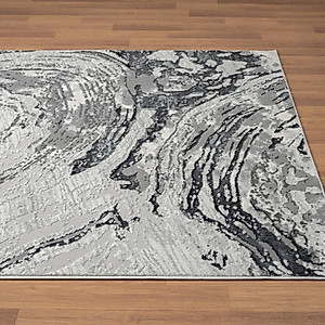 LUXE WEAVERS Marble Swirl Gray 6x9 Area Rug