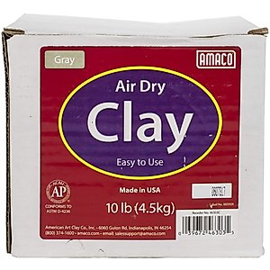 AMACO 4630-3C Air Dry Modeling Clay, 10-Pound, Gray