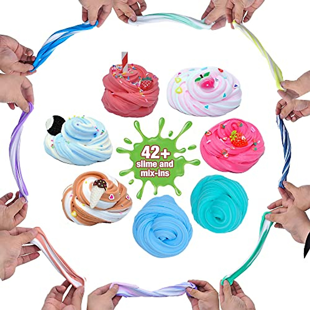 42 Pack Butter DIY Cake Slime Kit for Girls, Slime Party Favors Gifts Stress Relief Toy Scented Sludge for Kids