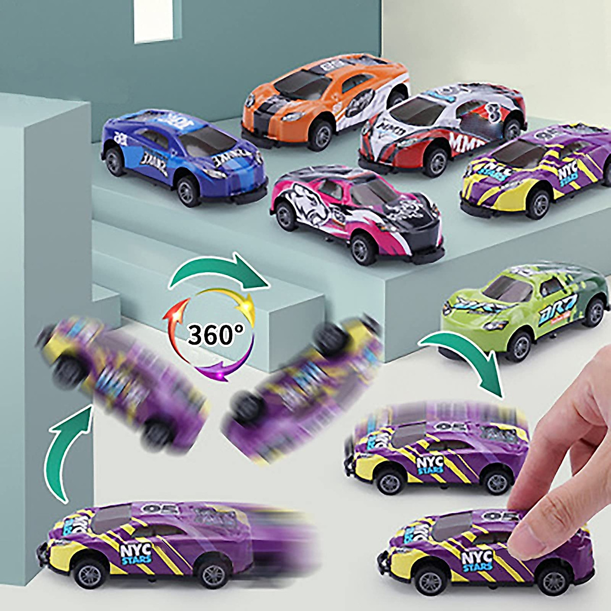 Pull Back Cars Toys, Friction Power car Mini Race car, Suitable for Toddler 3 4 5 6 Year Old Kids Toy, Boys and Girls Christmas Birthday Party Gifts