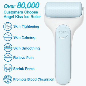Angel Kiss Ice Roller for Face Eye, Women Gift Idea, Cold Therapy Massager for Reduce Puffiness, Redness, Dark Circles, Tightening Firming, Reduce Wrinkles, Migraine Pain Relief, w/Premium Carry Case