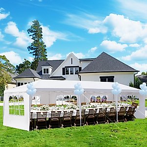 Outdoor Gazebo Canopy Wedding Party Tent Camping Shelter Commercial Instant Shelter Waterproof Tent with Removable Side Walls (10'x30' with 5 Sidewalls)