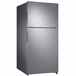 SMETA Refrigerator with Freezer Top 18 Cu. Ft Garage Refrigerators 30" Top Mount Full Size Stainless Steel for Kitchen Fridge, Frost Free Double Door Upright Freezer Led Light, Garage Ready