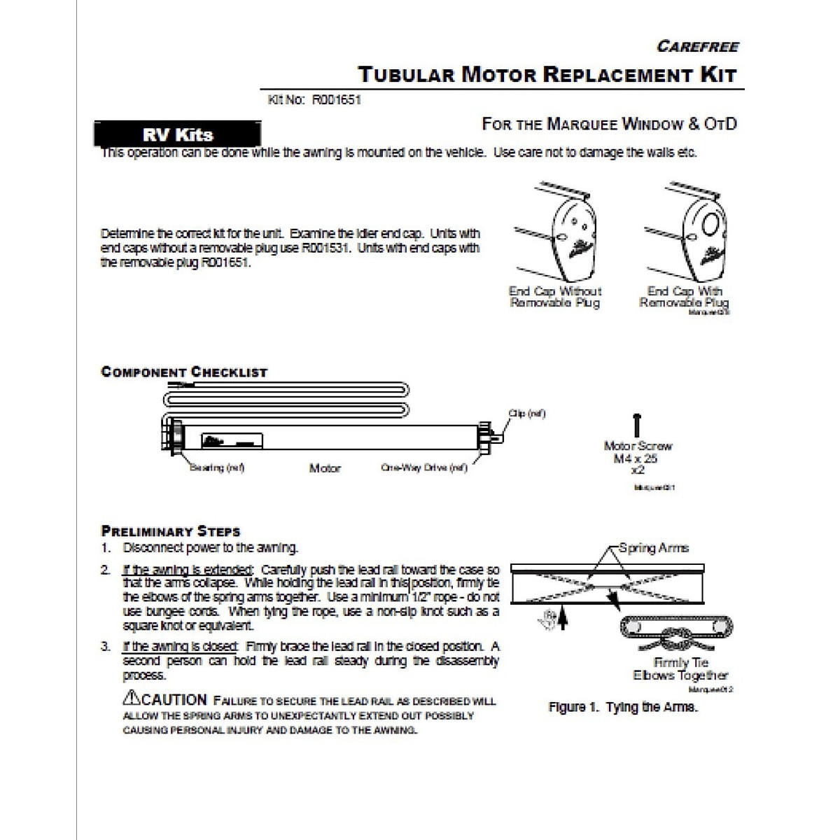 Carefree R001651 Marquee Over the Door and Window RV Awning 12V Tubular Motor with 3-Slot Roller