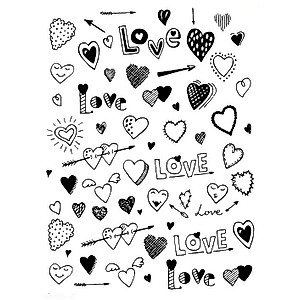 SanerLian Black Love Heart Temporary Tattoo Sticker Geometry Waterproof Women Girls Neck Chest Hand 15X11cm Set of 4