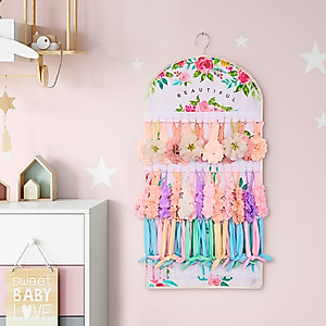 FIOBEE Baby Headband Holder Hair Bow Storage Wall Hanging Organizer Newborn Headbands Hanging Holder Girls Hairband Display for Wall Closet Kids Room, Flower