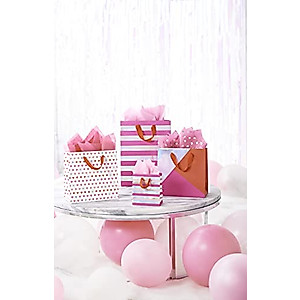 Papyrus 13" Large Gift Bag (Pink Stripes) for Birthdays, Bridal Showers, Baby Showers and All Occasions (1 Bag)