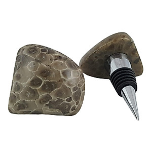 PETOSKEY STONE WINE STOPPER | For Lovers of Wine and Michigan | Includes Complimentary Gift Bag| MADE IN MICHIGAN!