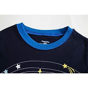 Popshion Little Boys Long Sleeve Pajamas for Boys 100% Cotton Toddler Space Rocket Sleepwear Clothes Set(Planet-6229 6T)