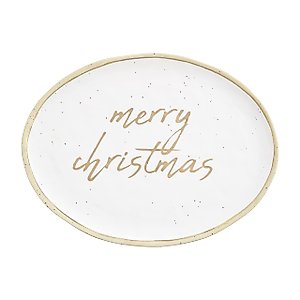 Mud Pie Stoneware and Gold Merry Christmas Platter