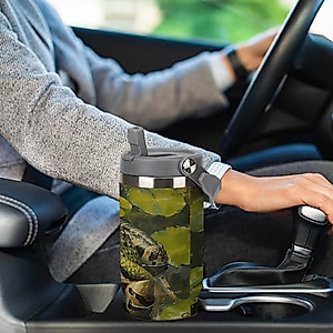 YTLKGFP 30 Oz Large Capacity Car Cup Lily And Frog Tumbler with Handle Straw Lid Insulated Stainless Steel Water Bottle Travel Mug Leak-proof Car Cup Keeps Cold Or Hot