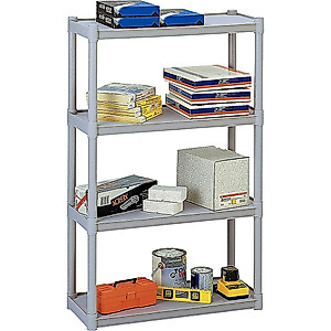 Iceberg 20843 32w x 13d x 54h Platinum Resin Rough N Ready Four-Shelf Open Storage System