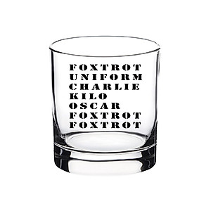 Rogue River Tactical Funny Foxtrot OFF Acronym Joke Old Fashioned Whiskey Glass Gift For Military Veteran Active Duty