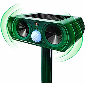 kaforto Ultrasonic Solar Animal Repeller, Ultrasonic Pest Repeller with Motion Sensor, Outdoor Squirrel Snake Raccoon Deer Mouse Repellent for Yard & Farm & Garden & Lawn (14.7inch-009)