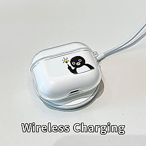 CASEWAFEE Compatible with Airpods 3 Case,Cute Soft Clear TPU Full Protective Case Shockproof Cover for AirPods 3rd Generation 2021 Charging Case Front LED Visible，Penguin Good Idea…