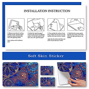 Laptop Skin Sticker Decal,12" 13" 13.3" 14" 15" 15.4" 15.6 inch Laptop Vinyl Skin Sticker Cover Art Protector Notebook PC (2 Wrist Pad Skins Included), Decorative Waterproof Removable, Blue Mandala