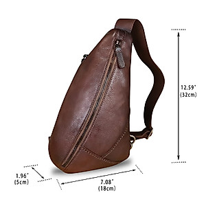 Genuine Leather Sling Bag Crossbody Motorcycle Bag Handmade Chest Bag Hiking Daypack Retro Shoulder Backpack Vintage (LightBrown)
